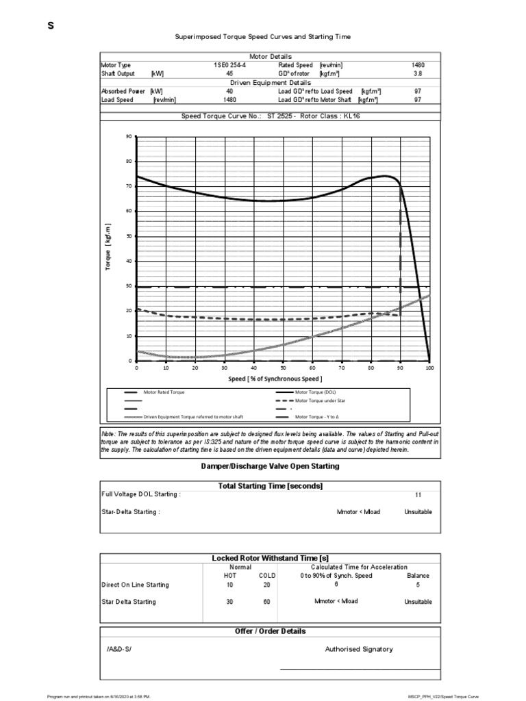 45 KW, 4 Pole 250M Frame 97 GD2 Starting Time | PDF | Electric Motor ...