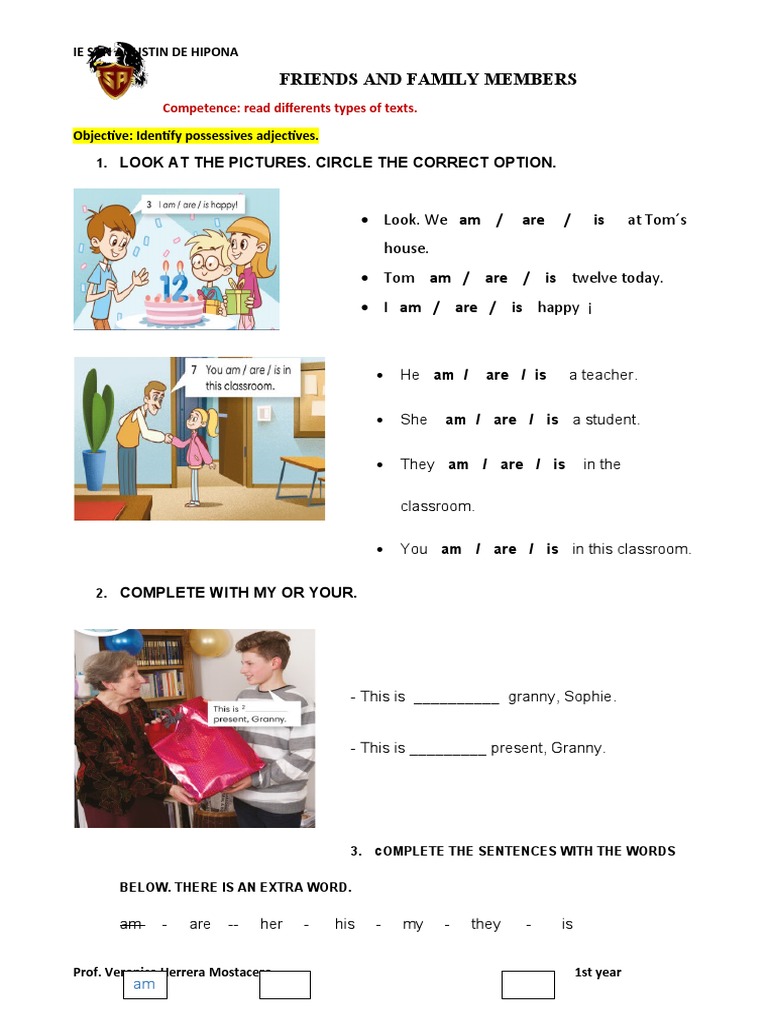 Possessive Adjectives: Identifying Relationships Within Families | PDF