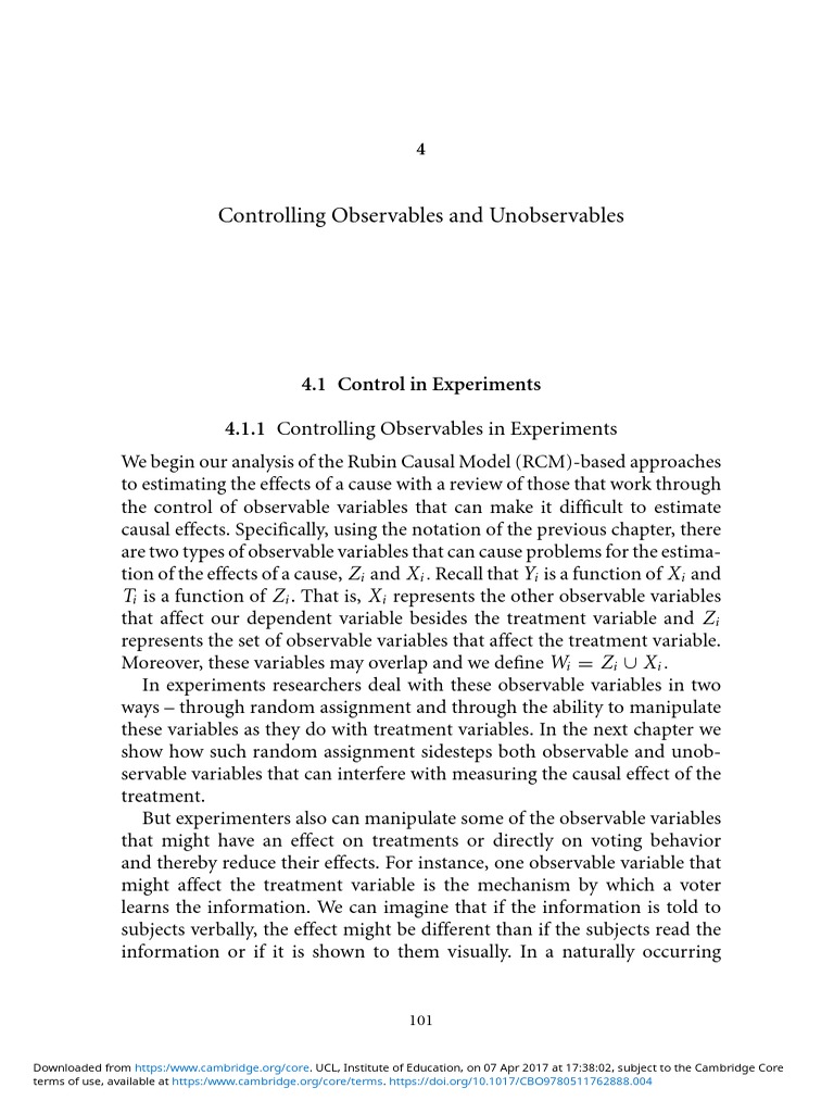 II. 4 Controlling-Observables-And-Unobservables | PDF | Experiment ...