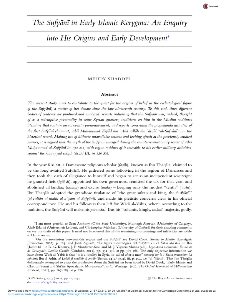 The Sufyani in Early Islamic Kerygma An | PDF | Religion And Belief