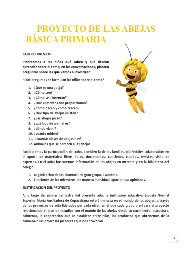 Proyecto De Las Abejas Básica Primaria | Apicultura | Abejas