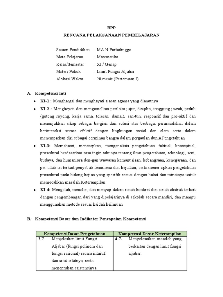 RPP Matematika K13 Model Pembelajaran Team Games Turnament | PDF ...