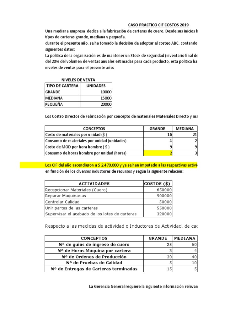 Caso Practico de Costos Cif | PDF | Inventario | Costo