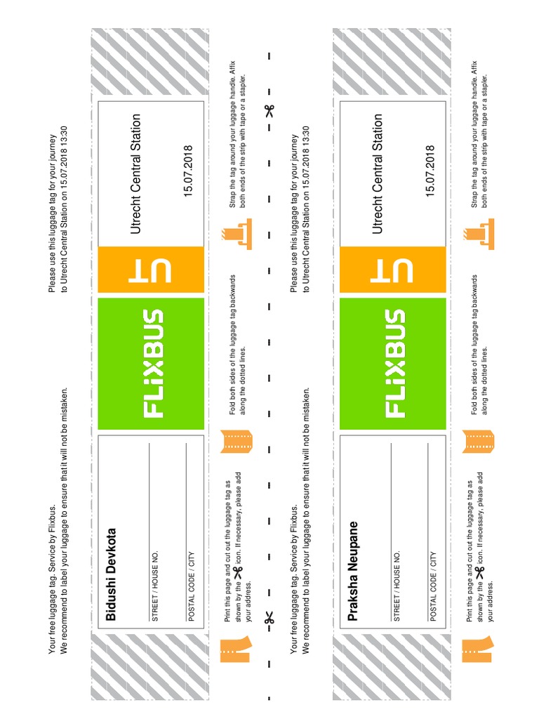 Flixbus Free Luggage Tag Instructions | PDF | Written Communication ...