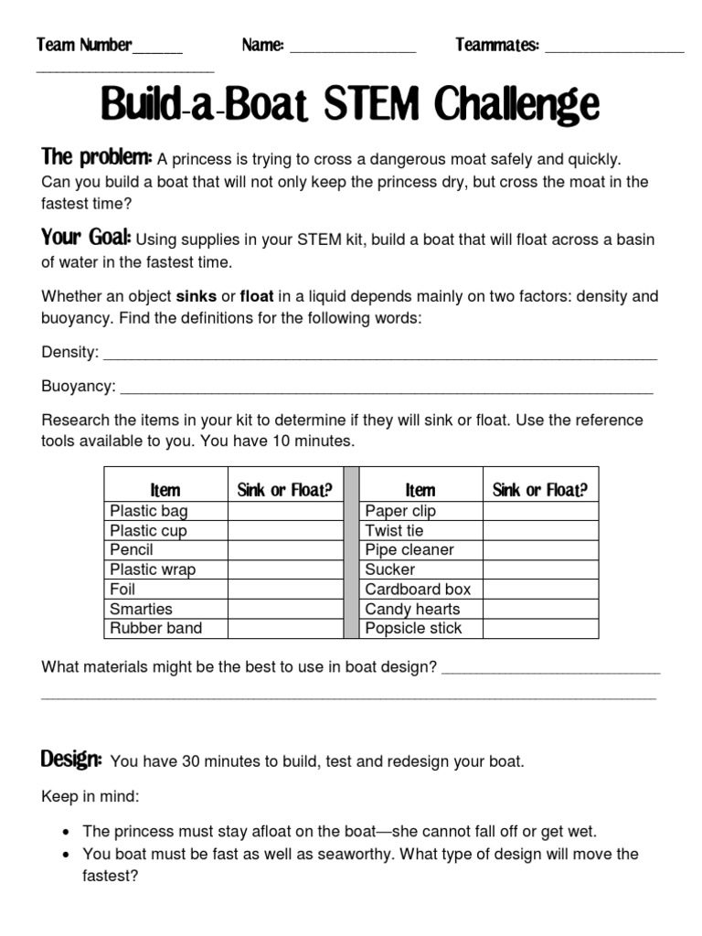 Build-a-Boat STEM Challenge Guide | PDF | Buoyancy | Nature