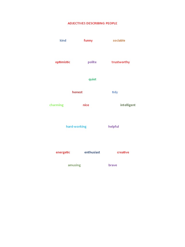 Adjectives for Describing People | PDF