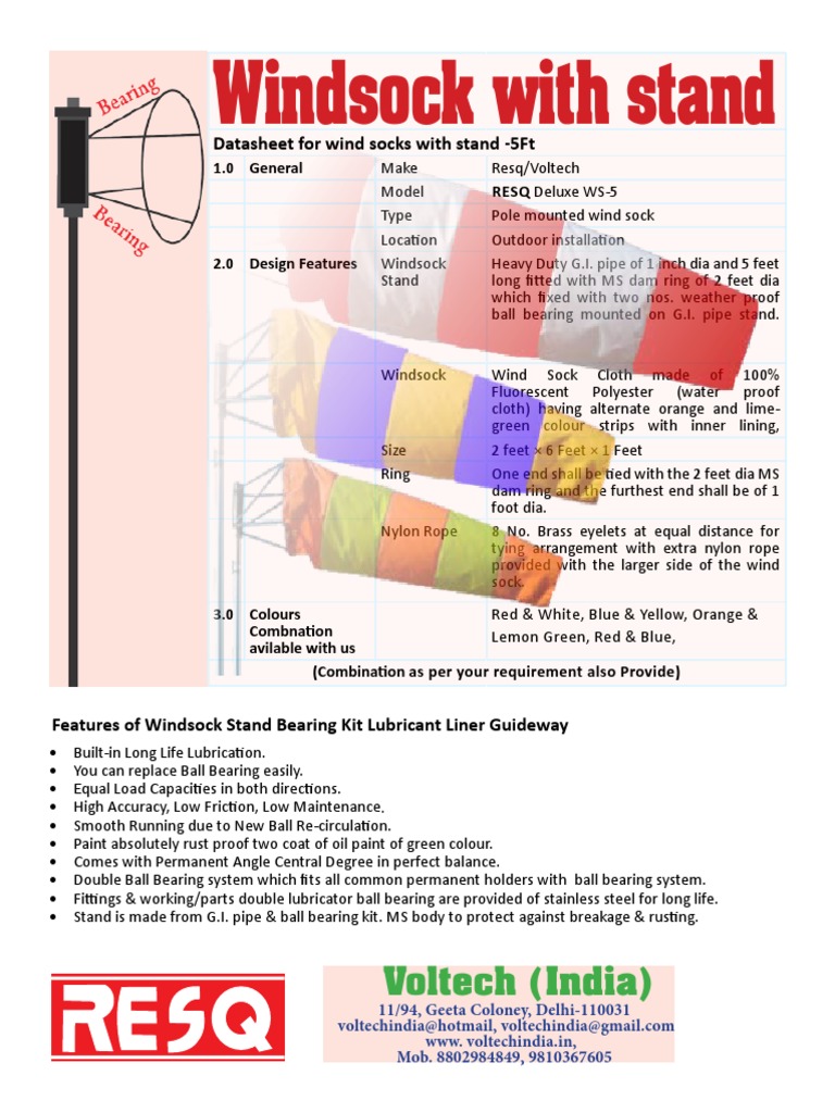 Wind Sock Stand (Double Ball Bearing) - GI (5 FT) | PDF | Bearing ...