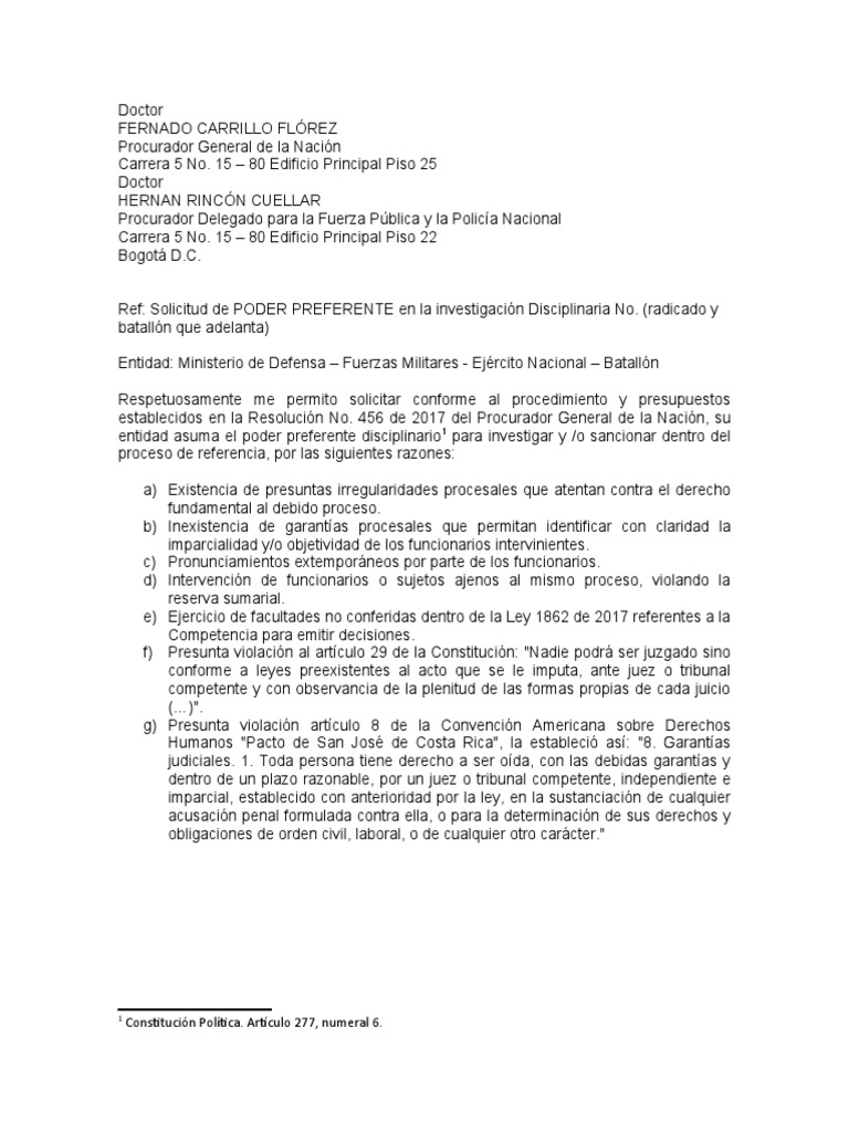 Solicitud de Poder Preferente Disciplinario | PDF | Derecho