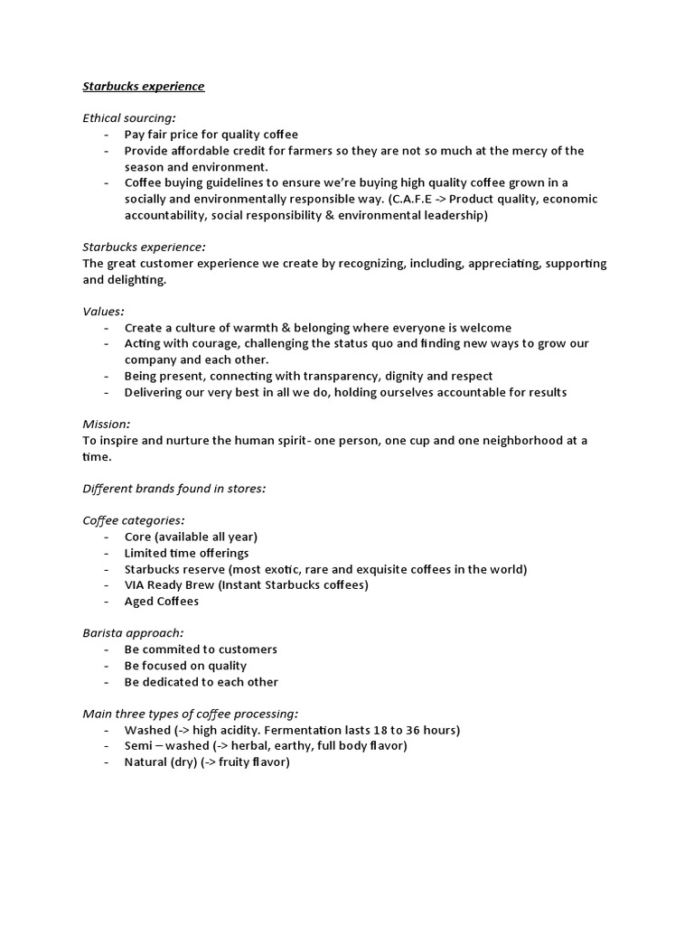 Ethical Sourcing:: Starbucks Experience | PDF | Starbucks | Coffee