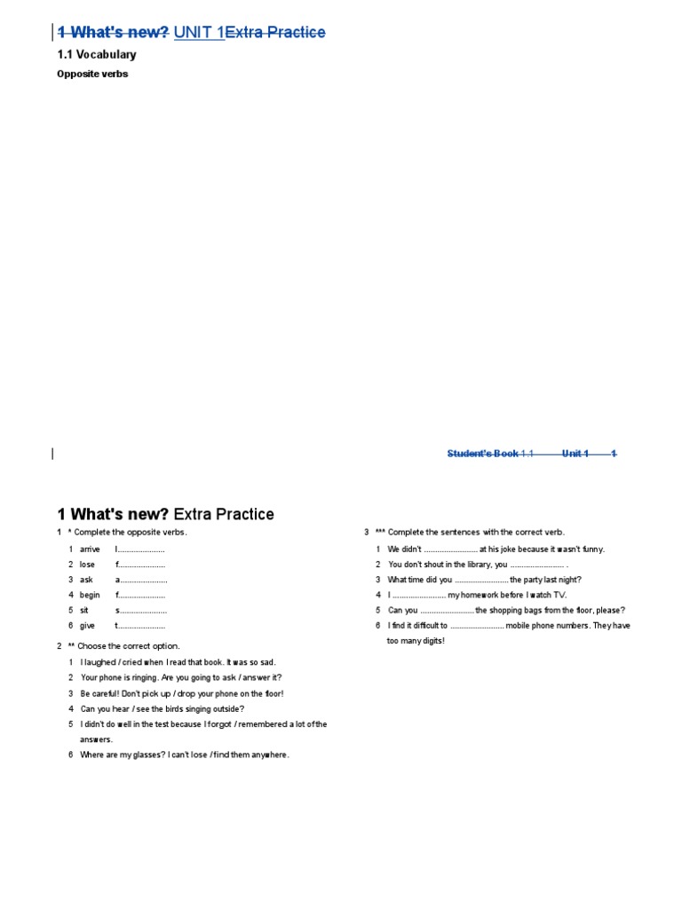 Unit 1 - EXTRA PRACTICE | PDF