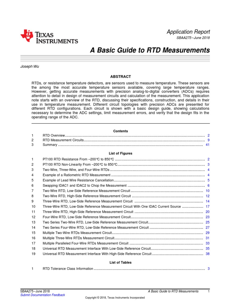 A Basic Guide To RTD Measurements: Application Report | Download Free ...
