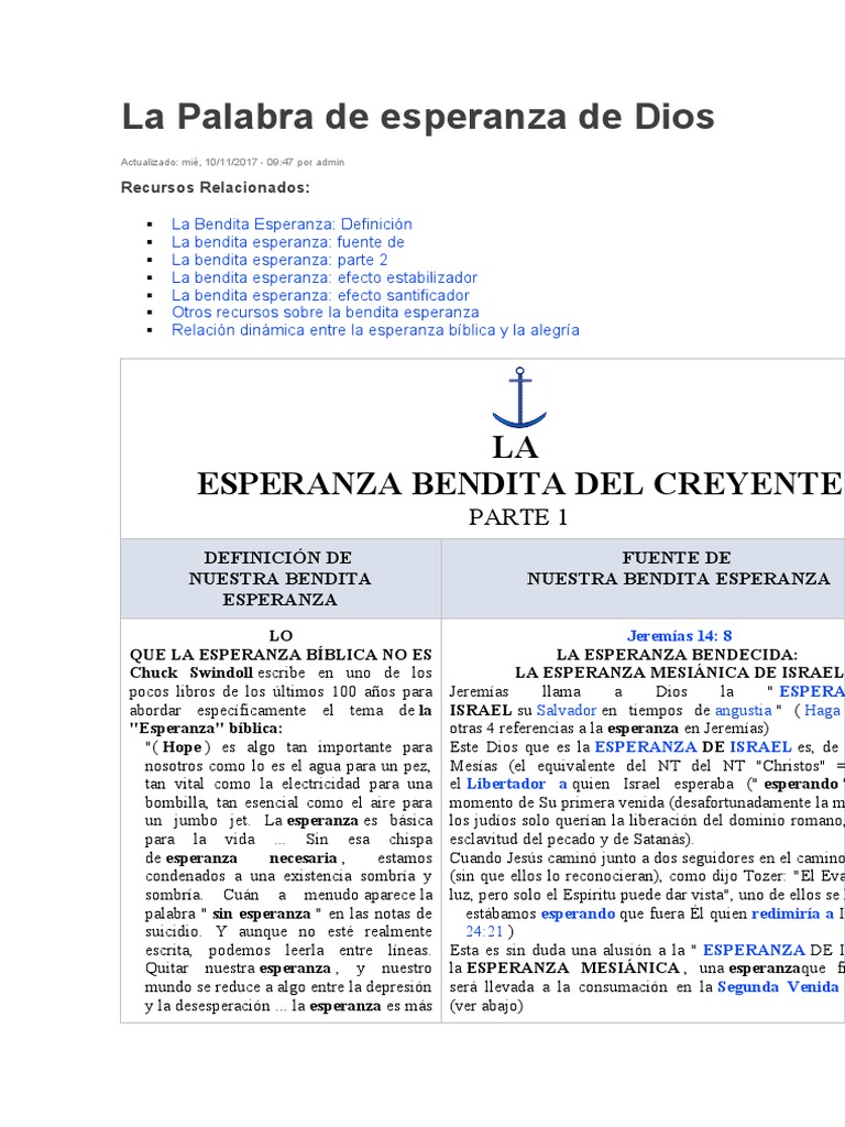 La Palabra De Esperanza De Dios Pdf Cristo Título Mesías