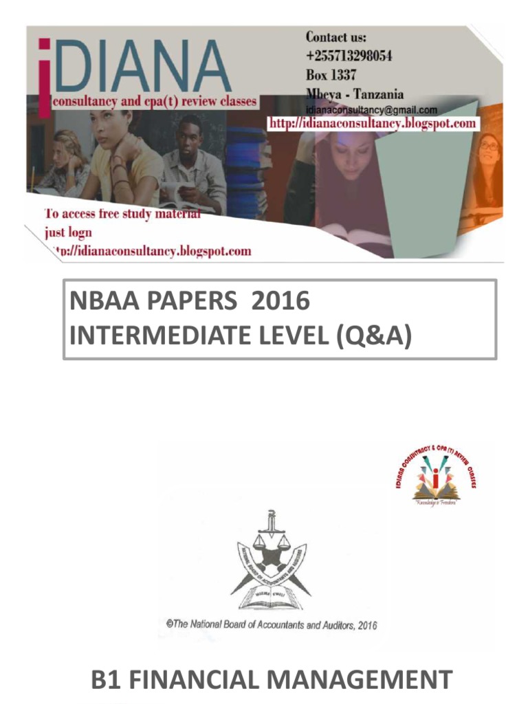 Nbaa Papers 2016 Intermediate Level (Q&A) | PDF