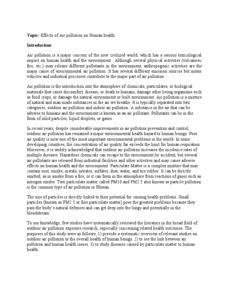 Air Pollution Project Proposal | PDF | Air Pollution | Particulates