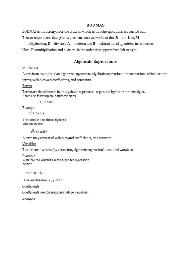 BODMAS Maths | PDF | Inequality (Mathematics) | Equations