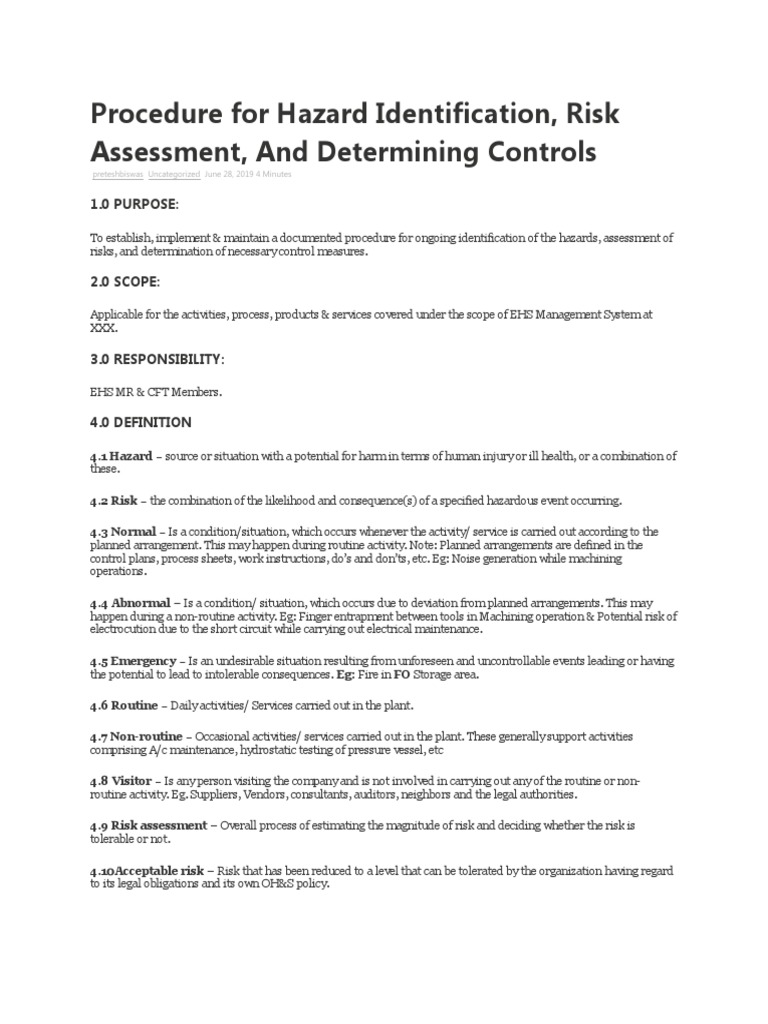 P4-Procedure For Hazard Identification, Risk Assessment, and ...
