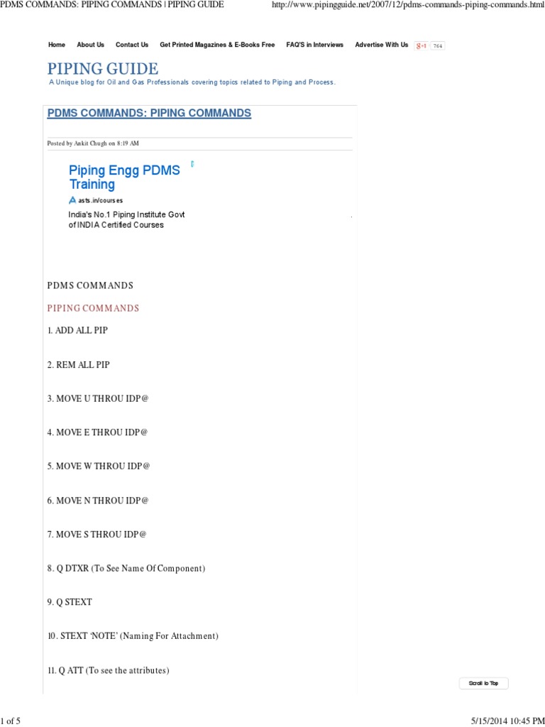 Pdms Commands | Download Free PDF | Pipe (Fluid Conveyance) | Hydraulic Engineering