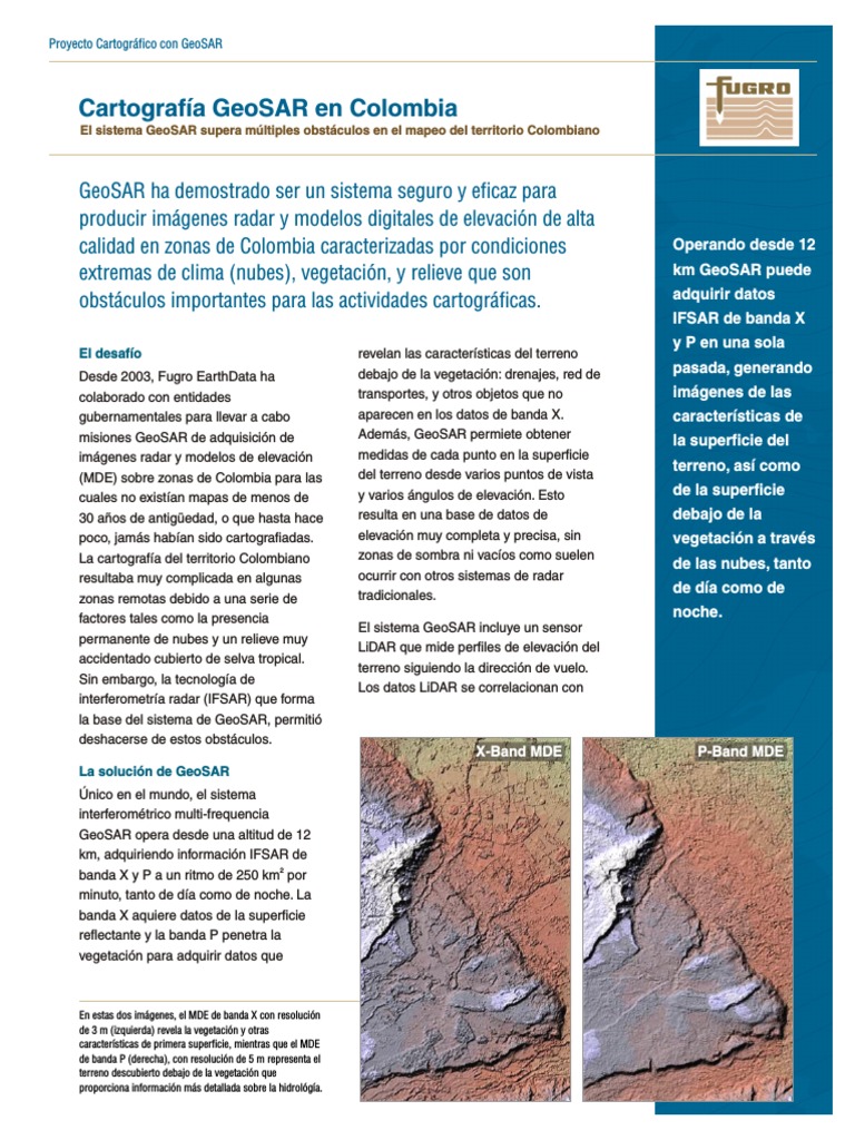 GeoSAR Columbia PDF | PDF | Cartografía | Lidar