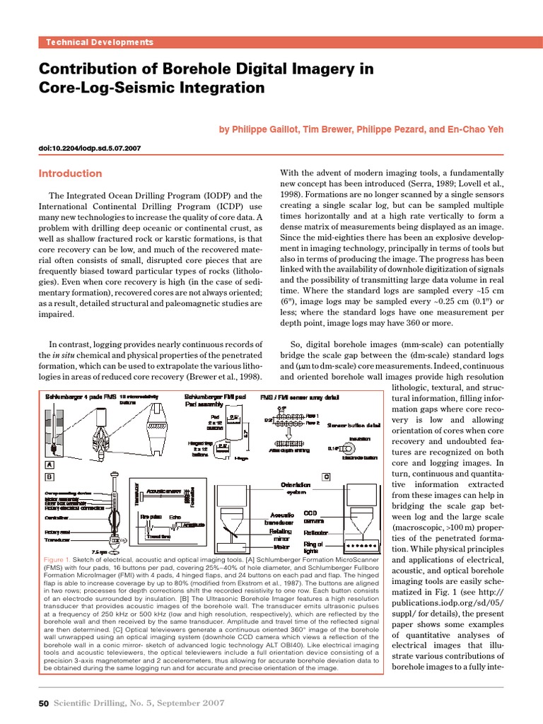Contribution of Borehole Digital Imagery in Core-Log-Seismic Integration | PDF | Physical ...