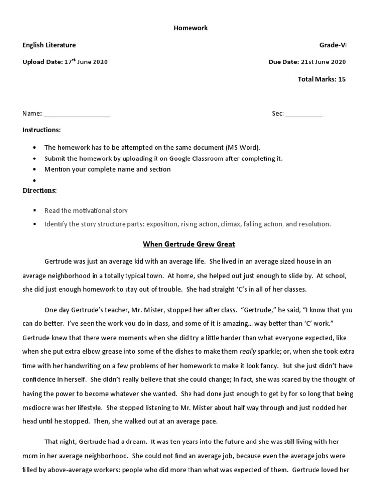 Homework English Literature June 17 | PDF | Language Arts & Discipline
