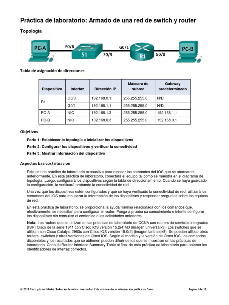 Práctica de Laboratorio-Armado de Una Red Switch y Router | PDF | Enrutador (Computación ...