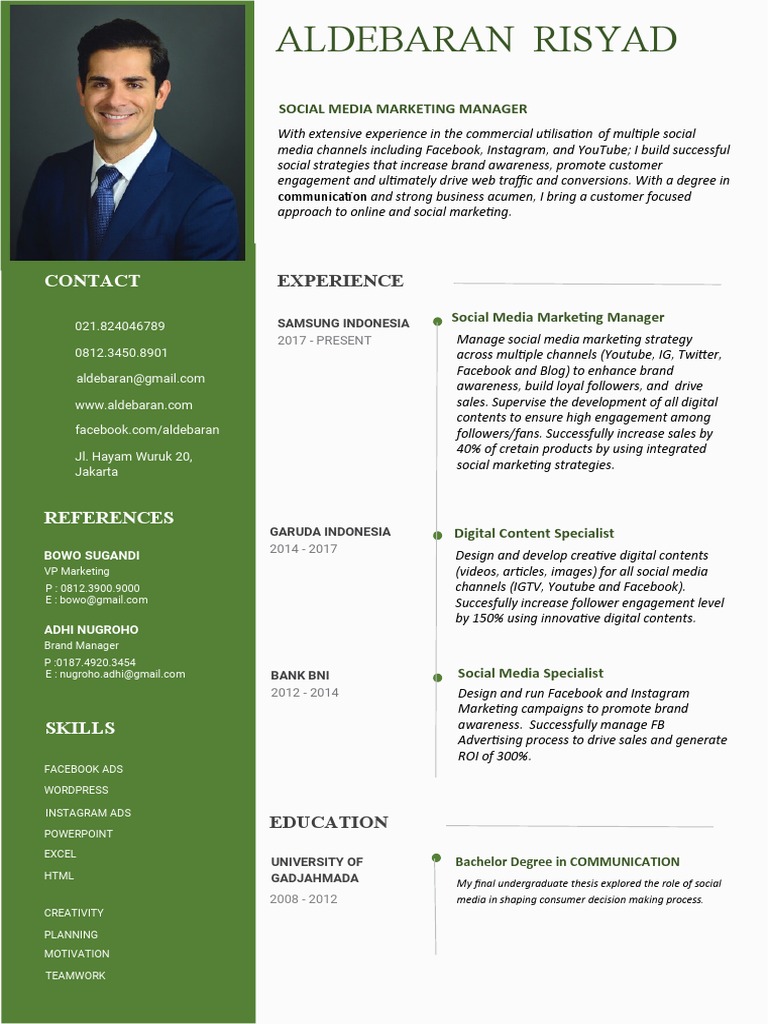 CV Template 5 | PDF | Social Media Marketing | Social Media