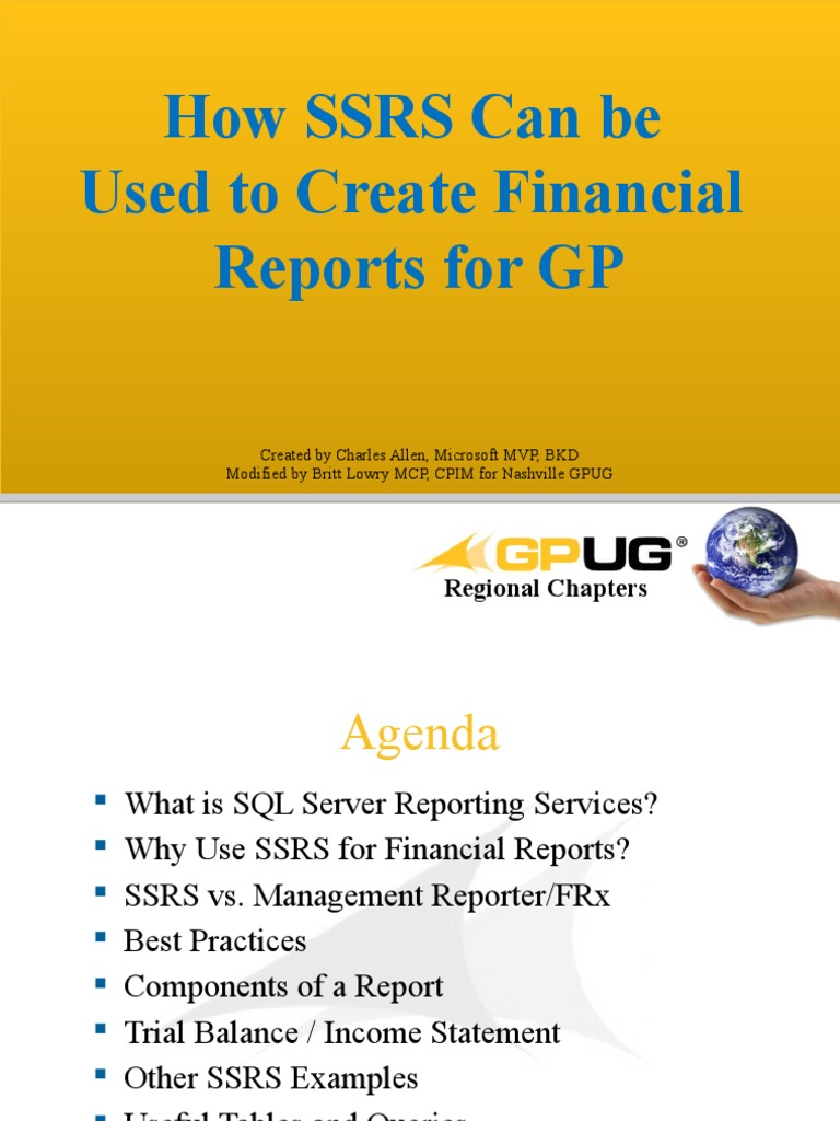 SSRS for Financial Reporting in GP | PDF | Microsoft Sql Server | Databases
