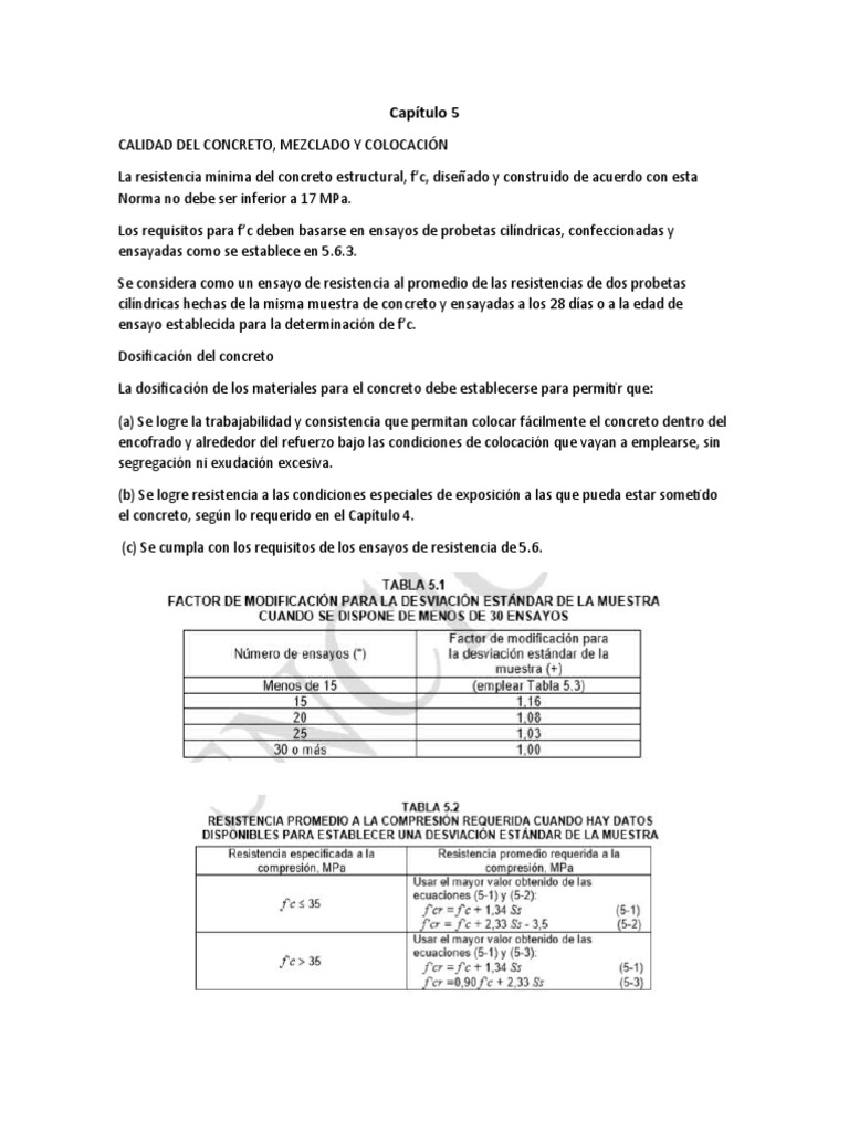 Resumen E060 Cap 5 | PDF | Hormigón | Naturaleza