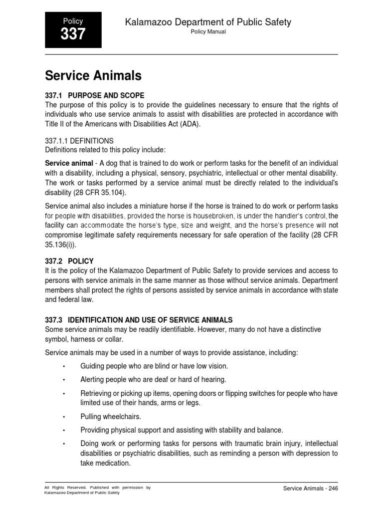 Service Animals PDF | PDF | Psychiatry | Behavioural Sciences