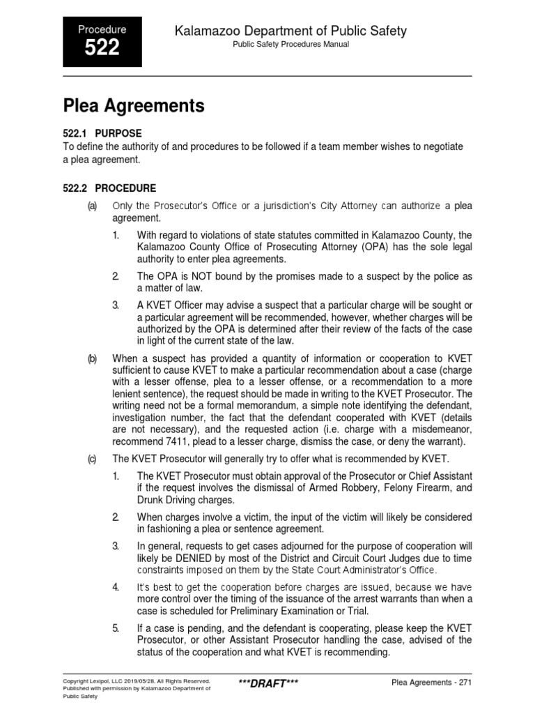Plea Agreements: Kalamazoo Department of Public Safety | PDF ...