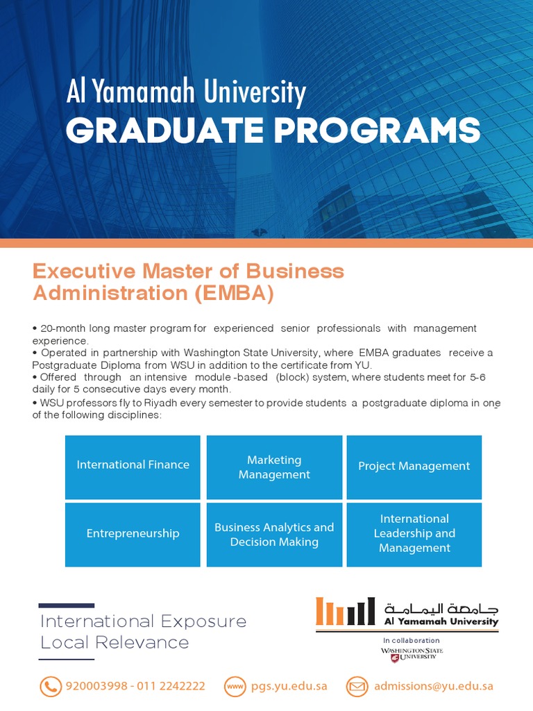 EMBA Program at Al Yamamah University | PDF | Master Of Business ...