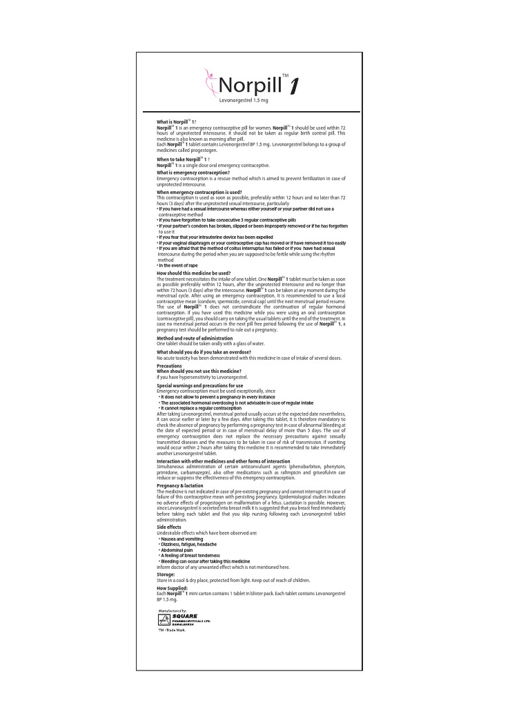 Norpil DS | PDF | Birth Control | Combined Oral Contraceptive Pill