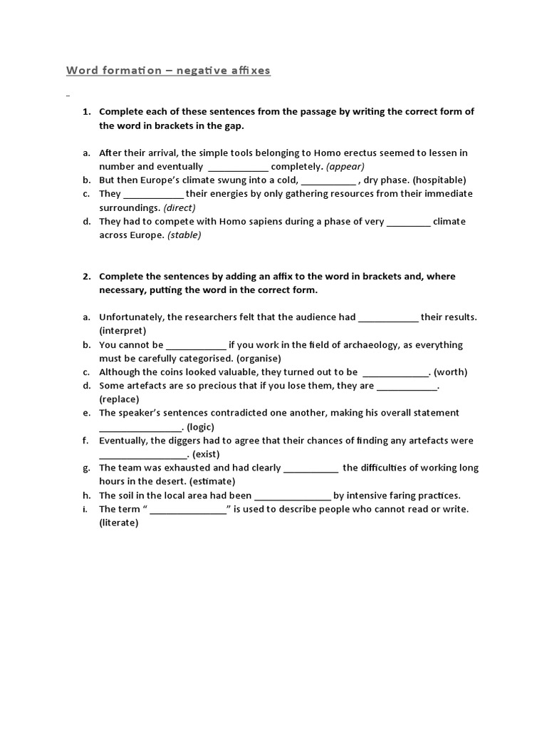 Negative Affixes in Word Formation | PDF