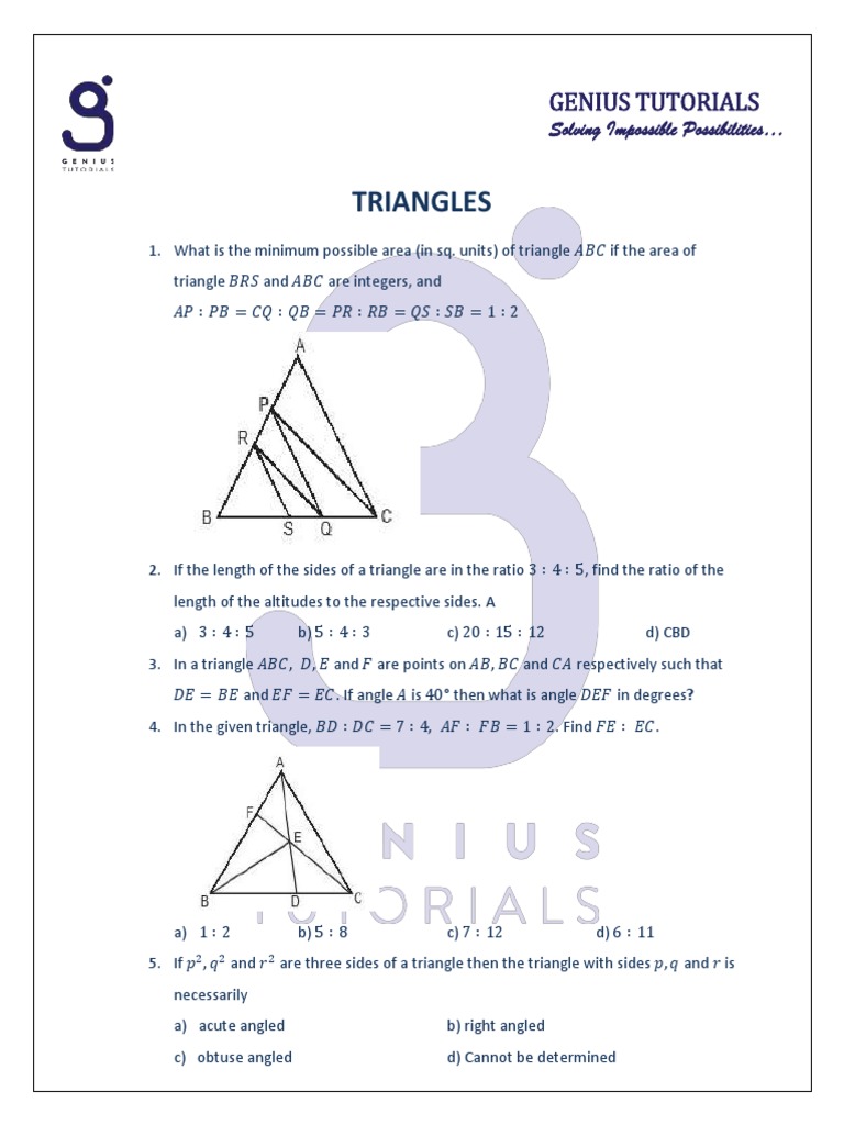 Triangles: Genius Tutorials | PDF | Triangle | Geometric Objects