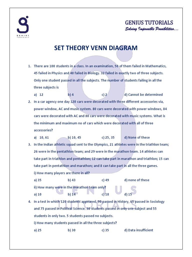 Set Theory Venn Diagram | PDF