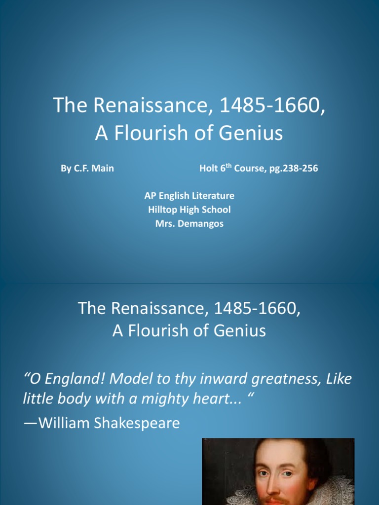 The Renaissance 1485-1660 | PDF | Elizabeth I Of England | Renaissance
