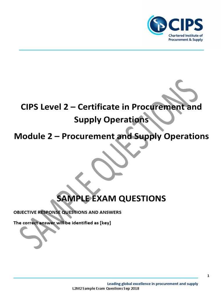 CIPS Level 2 - Certificate in Procurement and Supply Operations Module ...