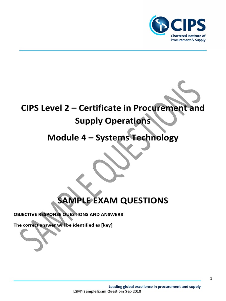CIPS Level 2 - Certificate in Procurement and Supply Operations Module ...