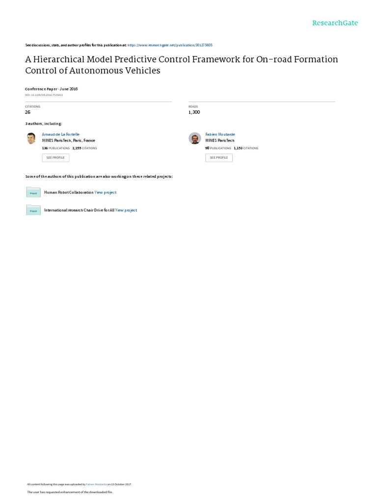 A Hierarchical Model Predictive Control Framework For On-Road Formation Control of Autonomous ...