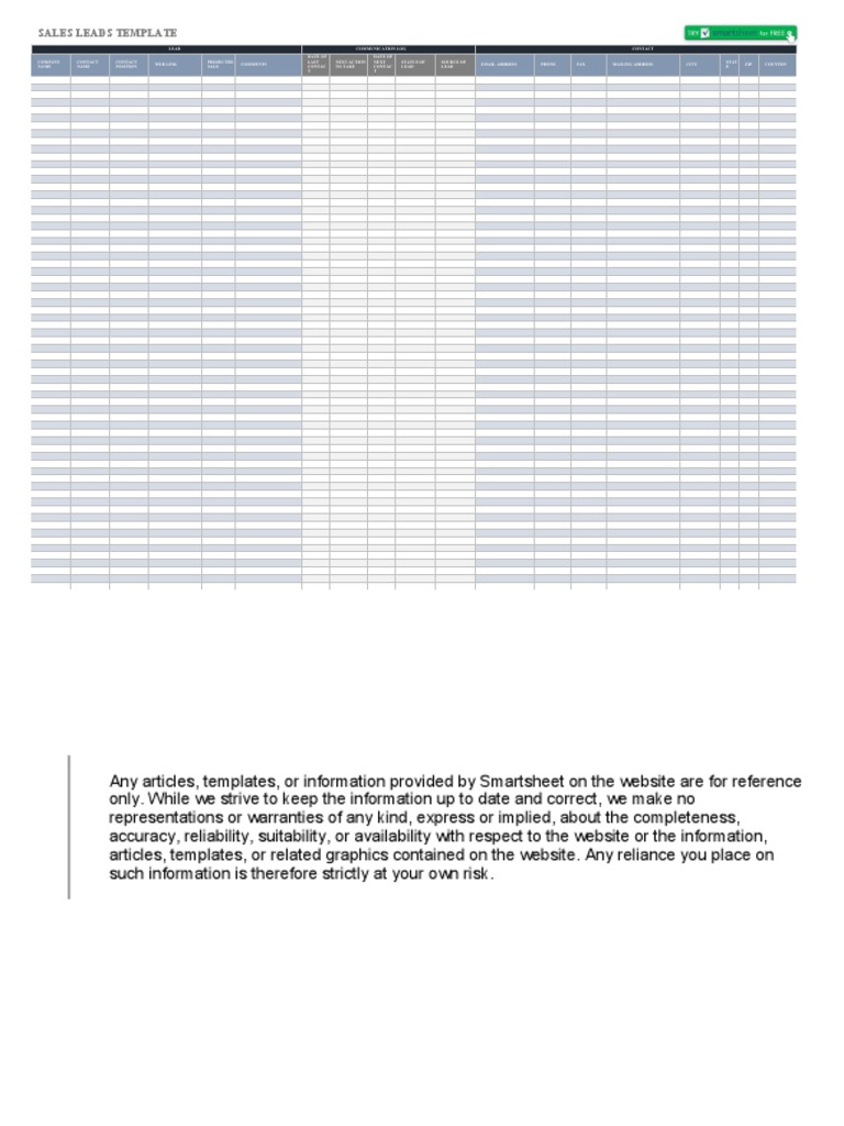 Sales Lead Tracking Spreadsheet | PDF
