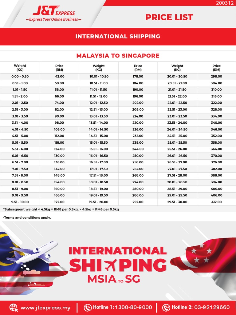 J T Malaysia Shipping Rates Overview Pdf Business