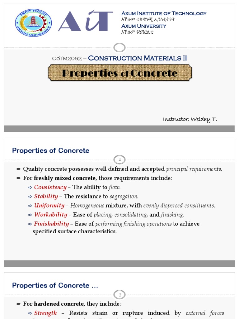 AiT Properties of Concrete | PDF | Strength Of Materials | Concrete