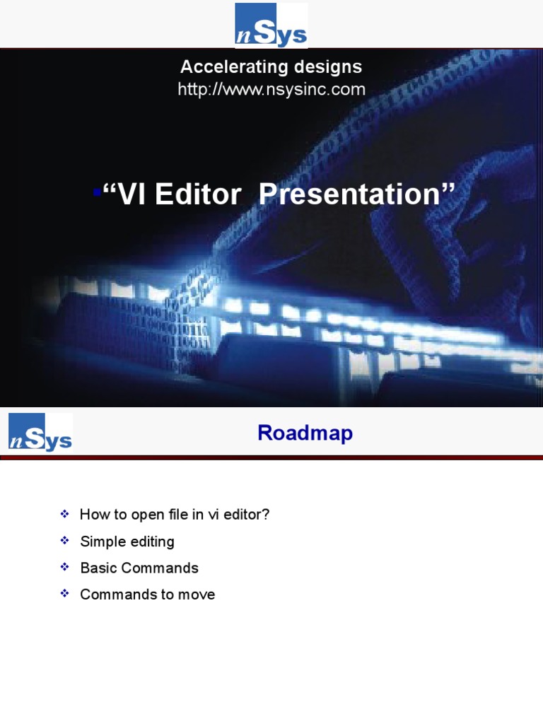 "VI Editor Presentation": Accelerating Designs | PDF | Cursor (User Interface) | Computing