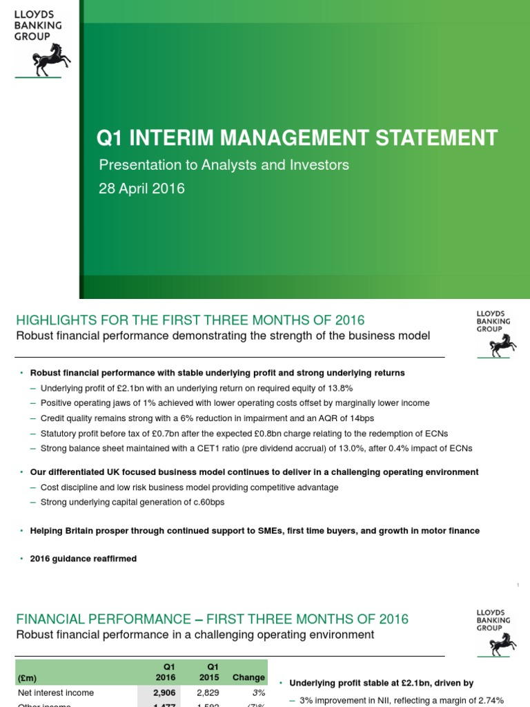Title Slide Is in Sentence Case. Green Background.: Q1 Interim ...