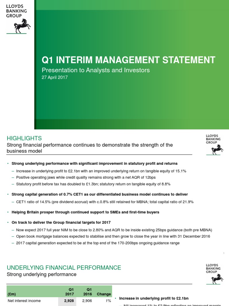 Title Slide Is in Sentence Case. Green Background.: Q1 Interim ...