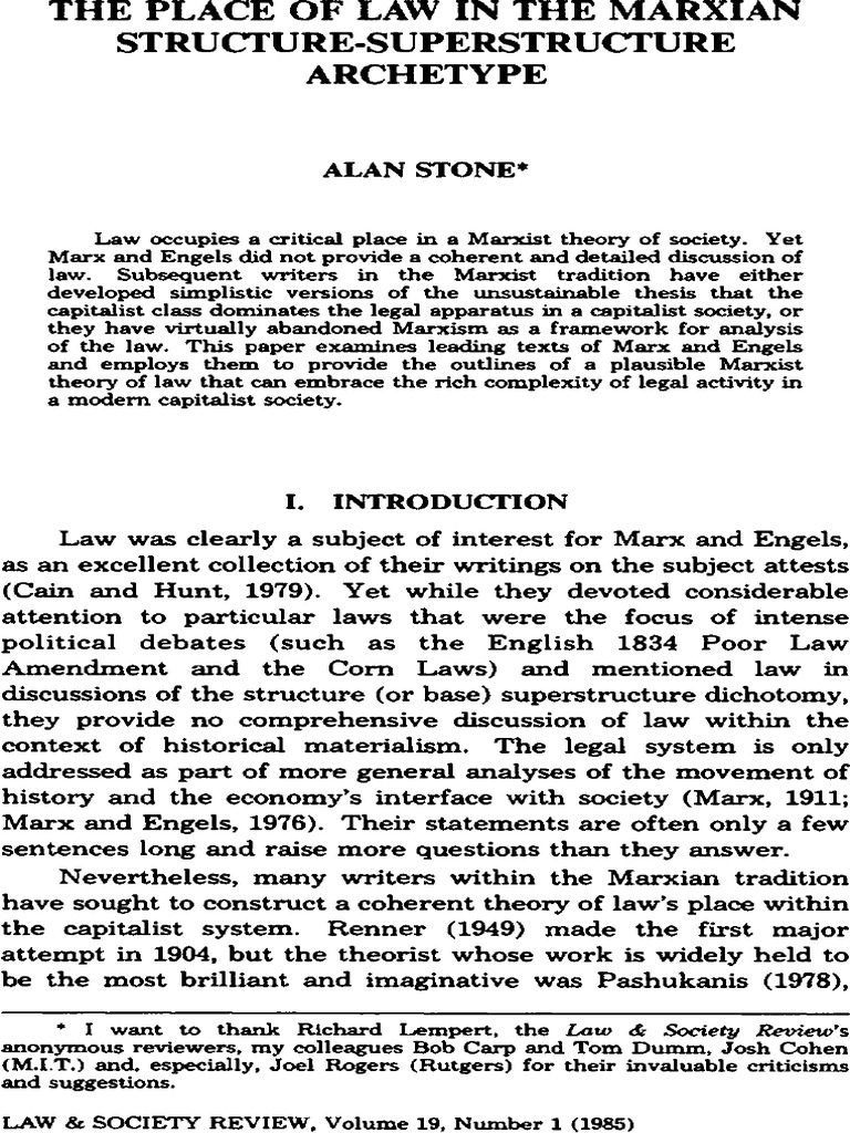 Law in Marxian Structure-Superstructure | PDF | Marxism | Capitalism