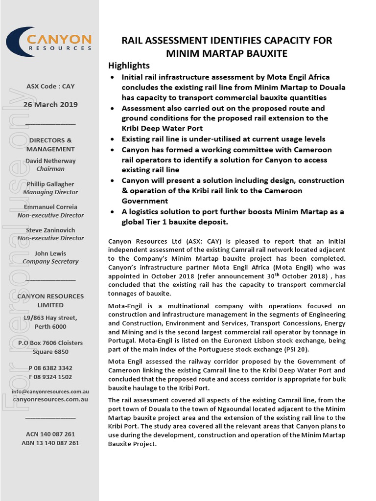 19-03-26 Rail Assessment Identifies Capacity For Mi Te | PDF | Track ...
