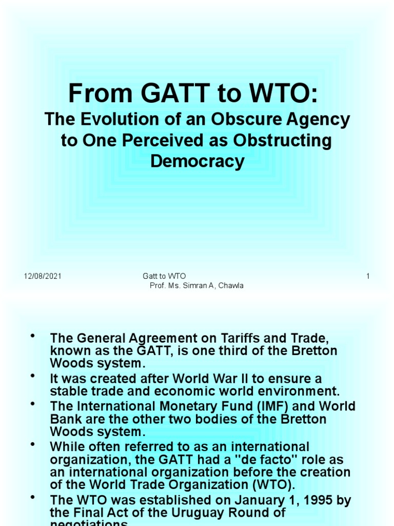 From Gatt To Wto Pdf World Trade Organization General Agreement