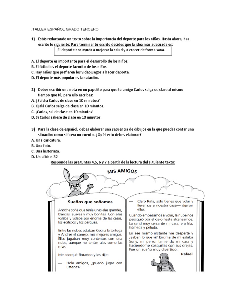 Comprension Lectora Grado Tercero PDF | PDF